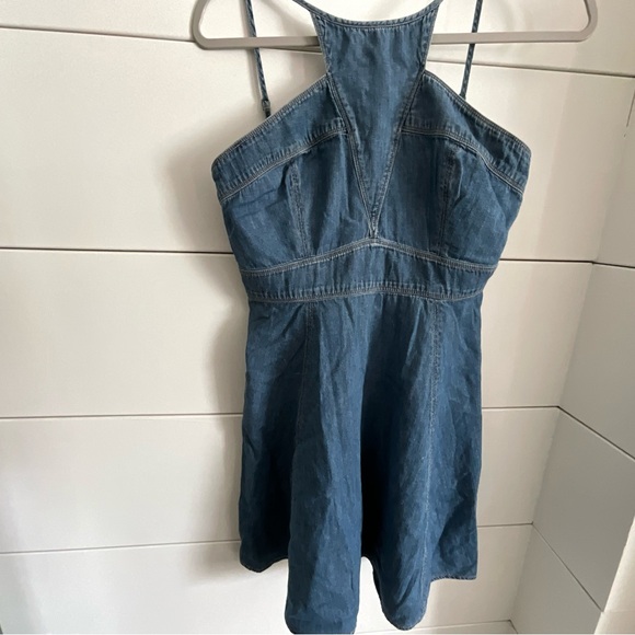 Express | Dresses | Vintage Express Denim Dress Halter Style Size Xs 9s ...